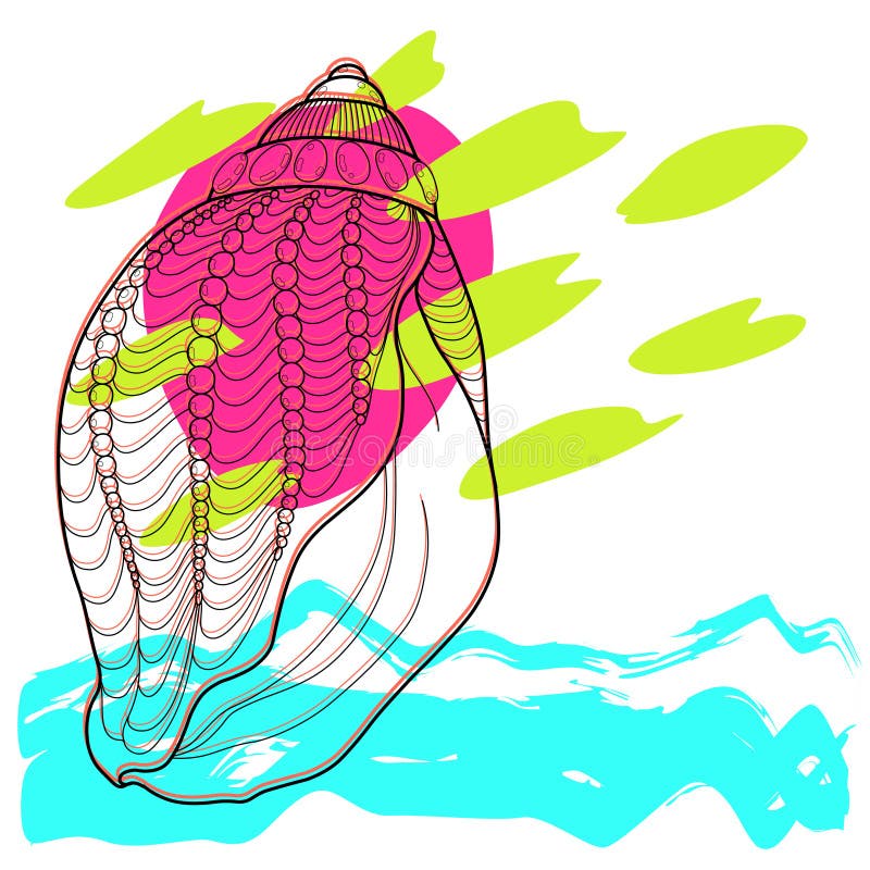 Stylized Sea Seashell, Abstract Modern Art. Stock Vector - Illustration ...