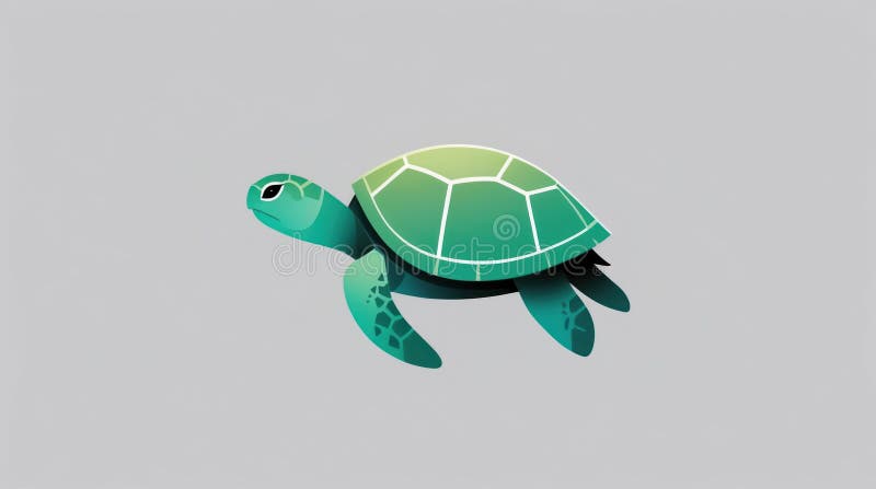 Stylized Sea Turtle Illustration with Geometric Patterns and Soft ...