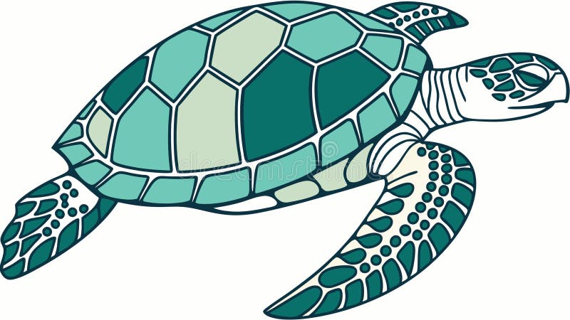Stylized Sea Turtle Illustration, Marine Life Art, Vector Design ...