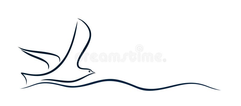 The Seagull Symbol in the Sea. Stock Vector - Illustration of water ...