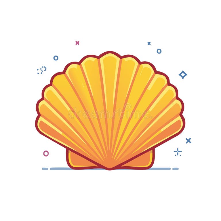 Stylized Seashell Illustration with Sparkle Elements Cute Shell Vector ...