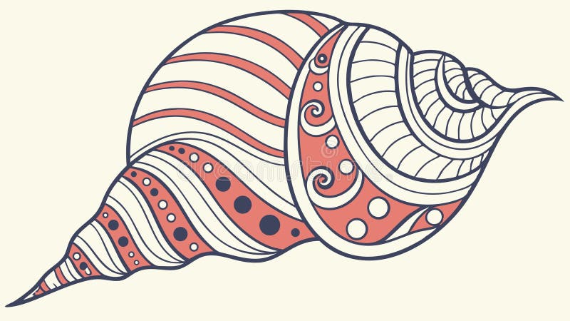 Stylized Seashell with Ornate Patterns, Coastal Decor, Vector Design ...