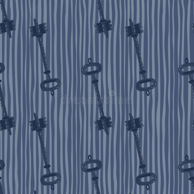 Stylized Secret Seamless Key Pattern with Blue Colored Palette. Door ...