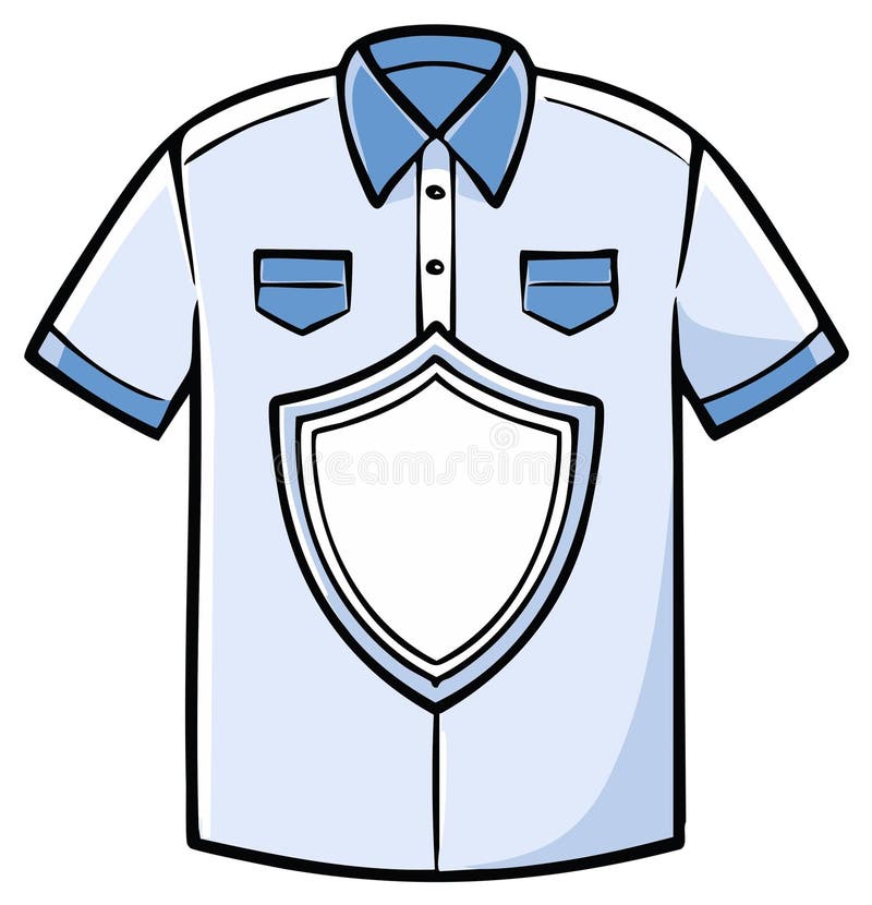 Stylized Security Guard Uniform Shirt with Badge Shield Emblem Stock Vector - Illustration of ...