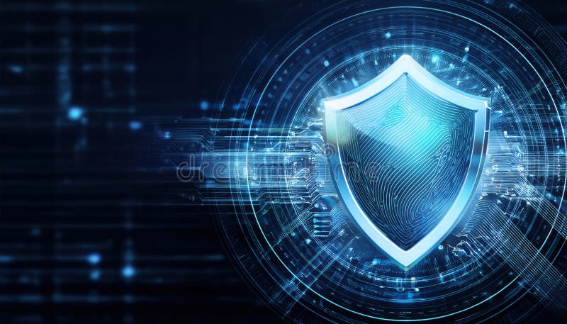 Stylized Security Shield with Crystalline Texture Deflecting Abstract ...