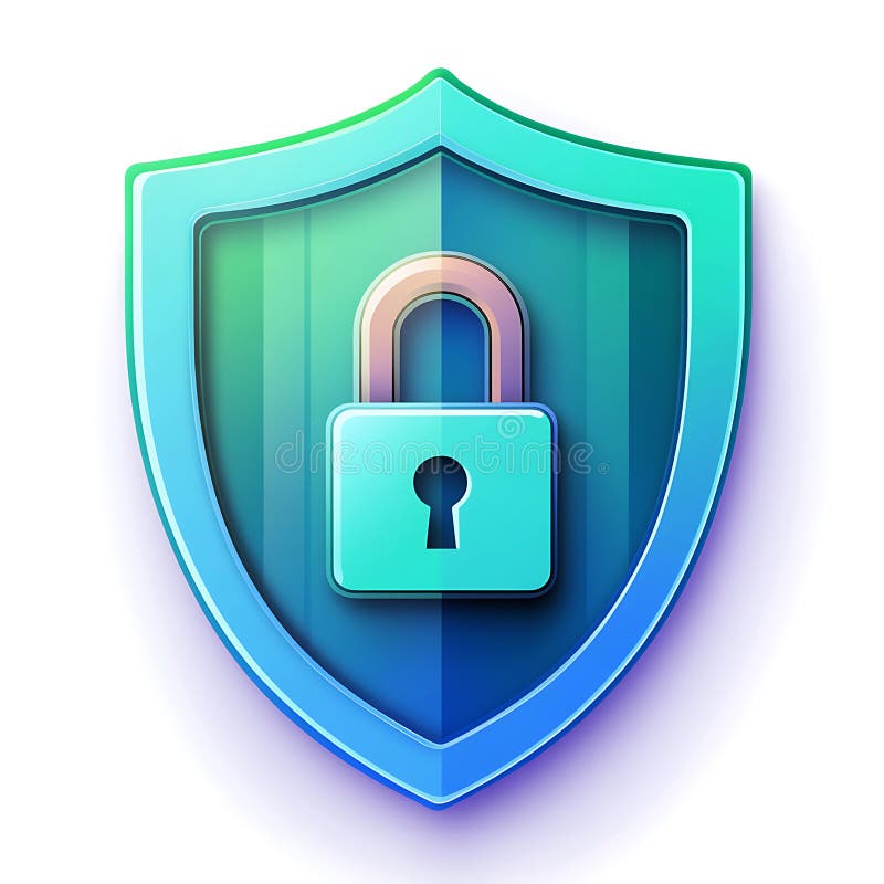 Stylized Security Shield Padlock Symbolizes Protection and Data ...