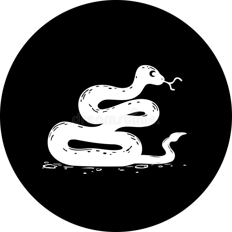 Stylized Serpent Emblem on Black Circle Background Creates a Striking ...