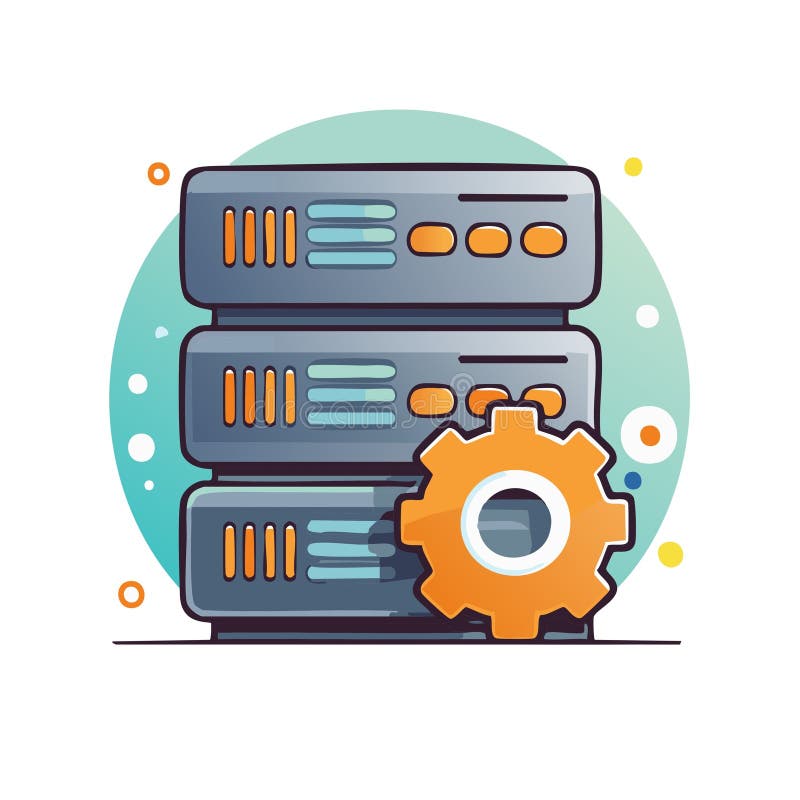 Stylized Server Stack with a Cogwheel Showing Settings Configuration ...