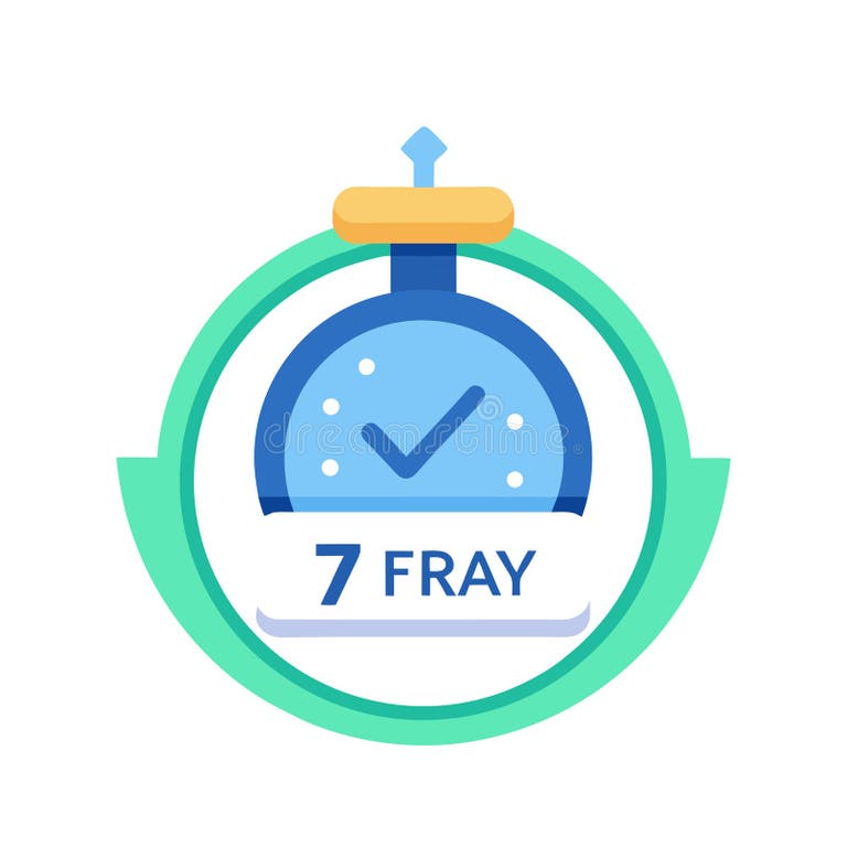 Flat Vector Illustration of a Stylized Seven-day Timer with Checkmark ...