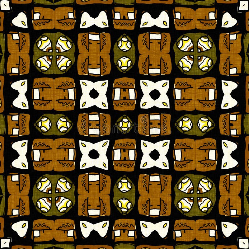 Modern Tribal Shape Mud Cloth Effect Seamless Pattern. Stylized Shape ...