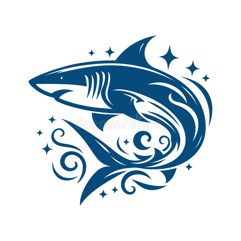 Stylized Shark Illustration Featuring Dynamic Lines and Starry Patterns ...