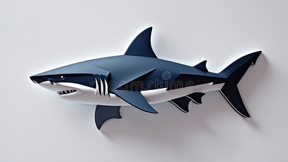 Stylized Shark Illustration with Geometric Design and Dynamic Pose for ...