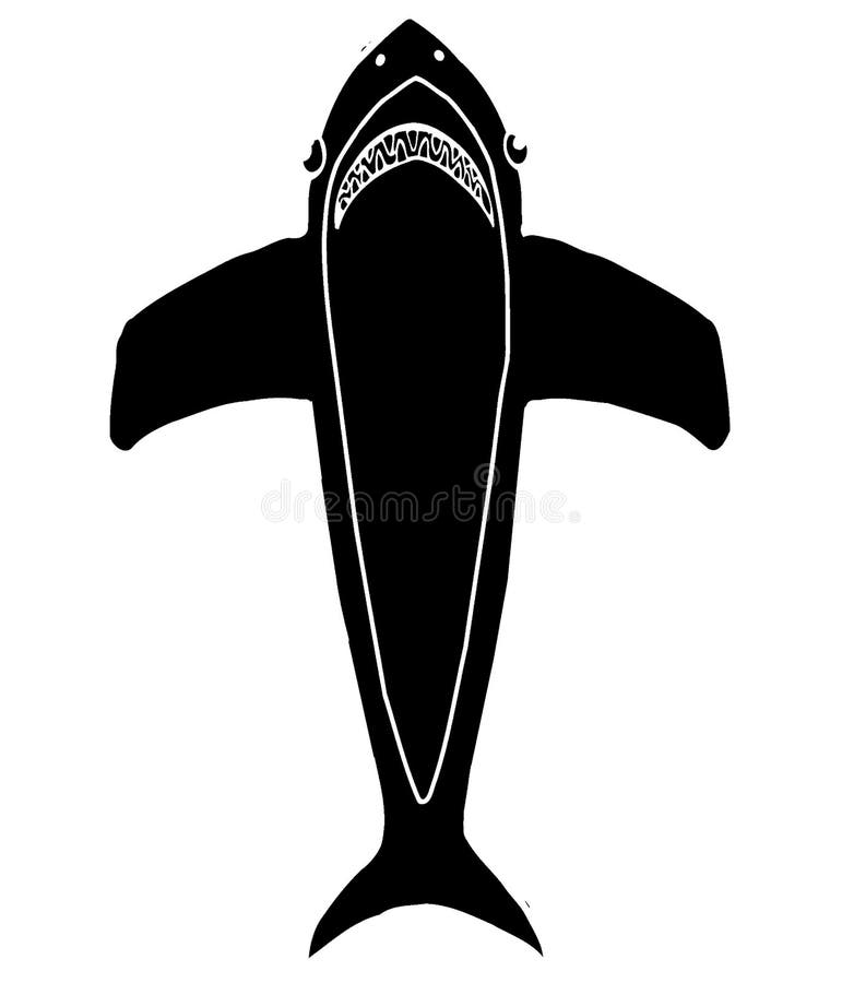 Stylized Shark Silouette Design Bottom View Stock Vector - Illustration ...