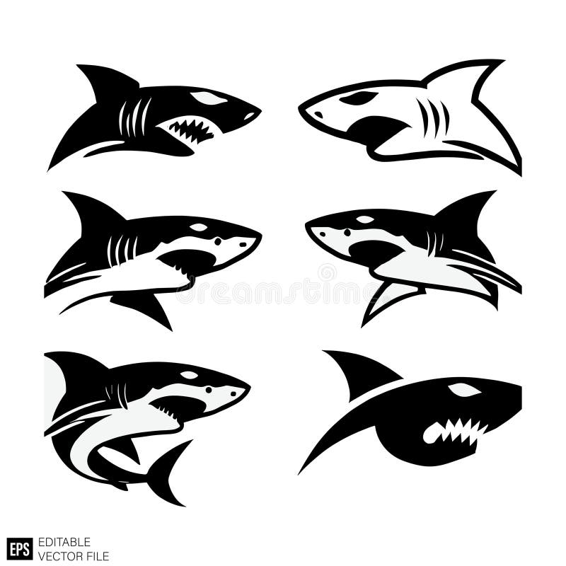Distinct Stylized Shark Vector Illustrations Stock Illustrations – 6 ...