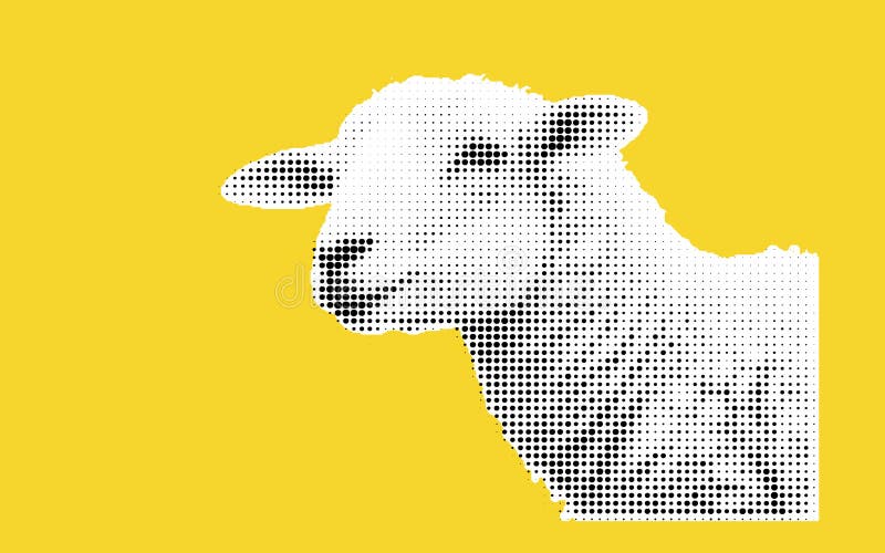 Stylized Sheep Illustration on Yellow Background Stock Illustration ...