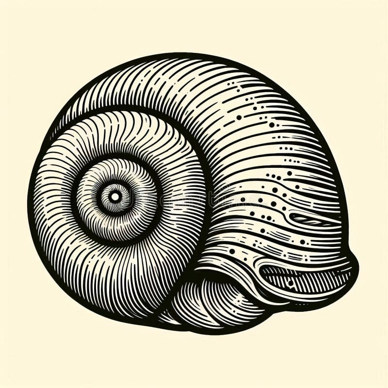 Stylized Shell a Shell with Its Basic Spiral Form Outlined Focus Stock ...