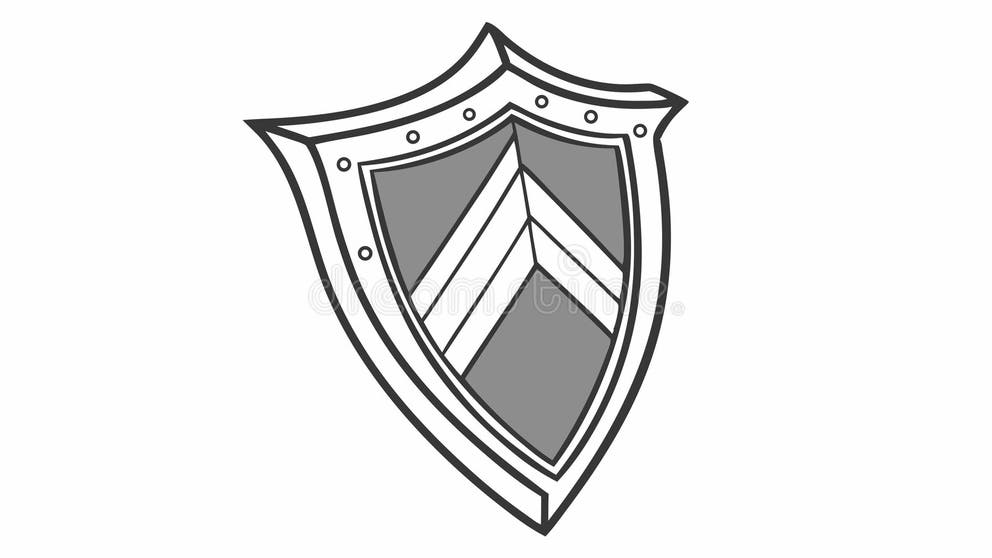 Stylized Shield with Chevron Pattern Vector Illustration, Protection ...