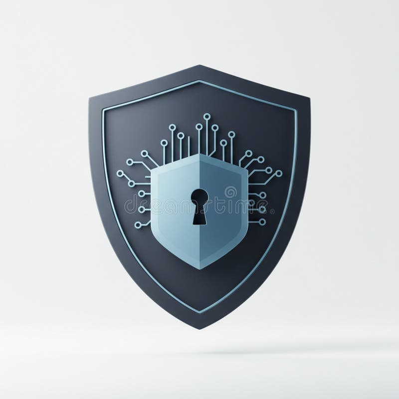 A Stylized Shield Featuring a Digital Design, Combining Elements of ...