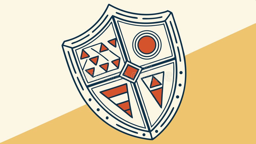 Stylized Shield Geometric Design, Protection Security Emblem Art Vector ...
