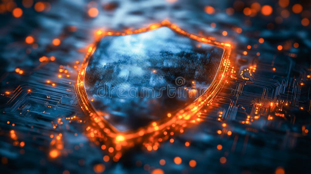 A Stylized Shield Shines on a Dark, Tech-inspired Background with ...