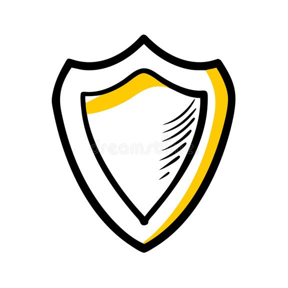 A Stylized Shield with a Simple Design Features Bold Black Outlines ...