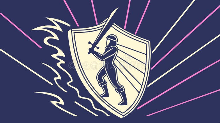 Stylized Shield with Warrior Figure, Protection, Strength Victory ...