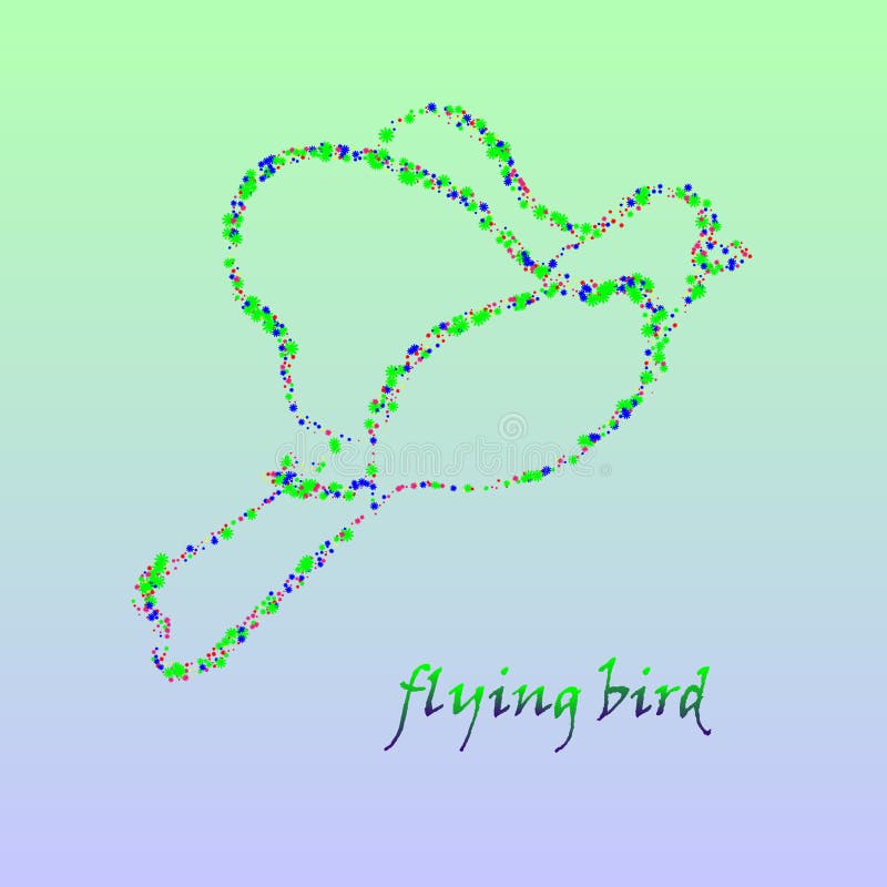 Stylized Shiny Green Bird Background on a Light Green Background ...