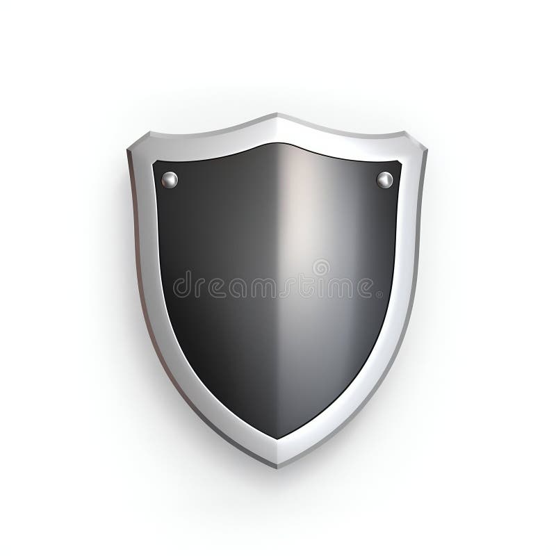 Stylized Shiny Security Shield Icon Isolated on White Background ...