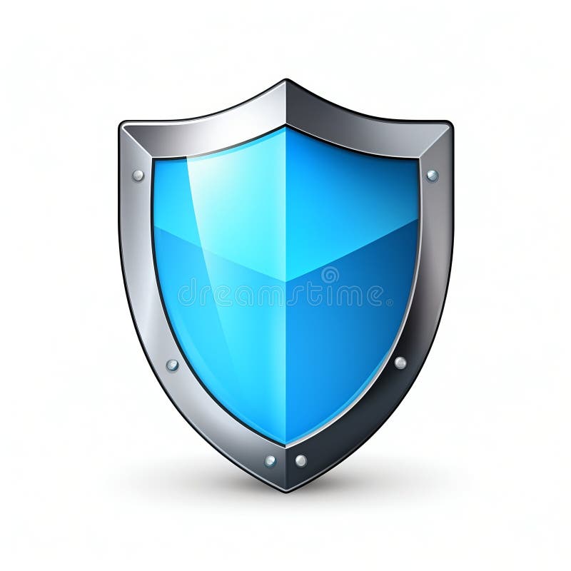 Stylized Shiny Security Shield Icon Isolated on White Background ...
