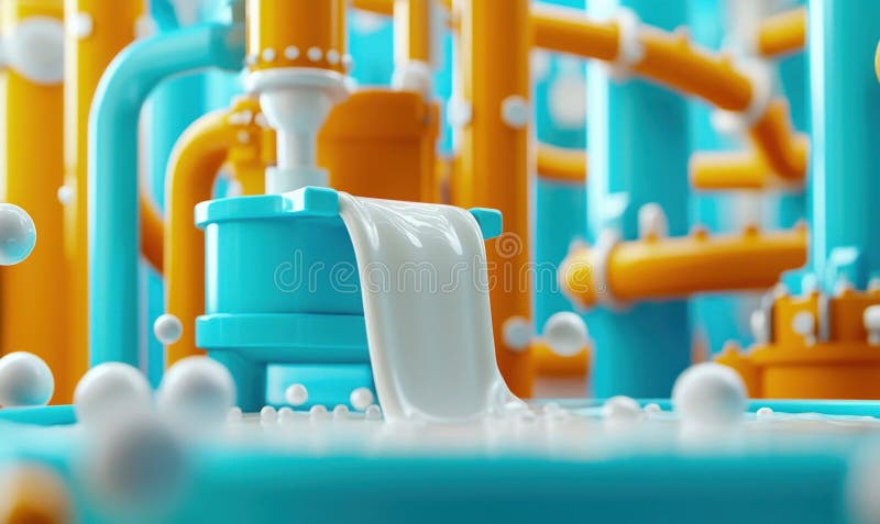 White Liquid Pouring from a Container, Illustrating a Manufacturing ...