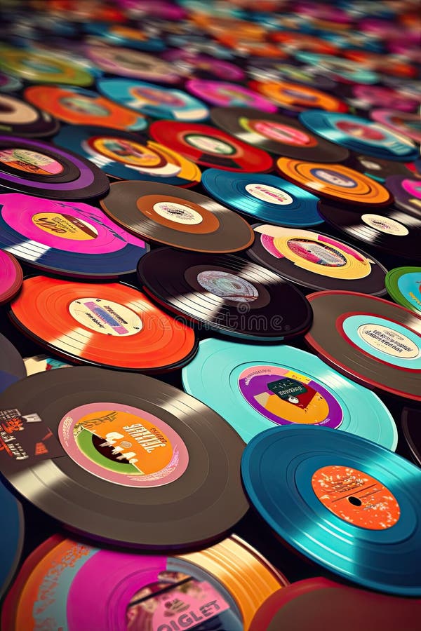 Stylized Shot of Vinyl Records Stock Illustration - Illustration of ...