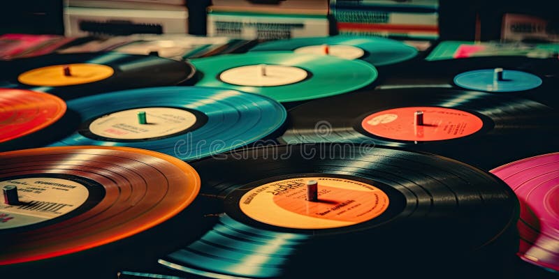 Stylized Shot of Vinyl Records Stock Illustration - Illustration of ...