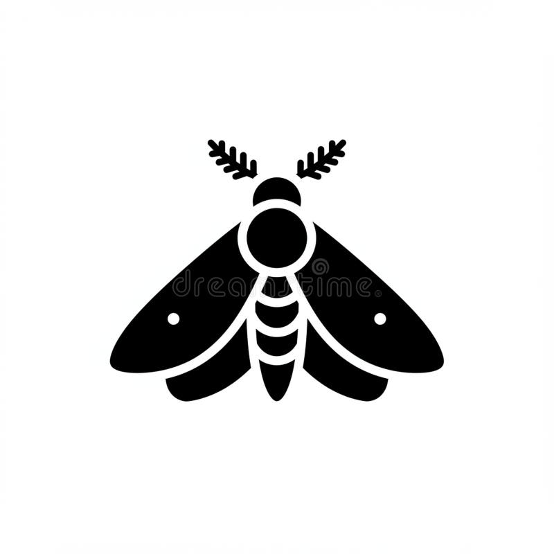Stylized Silhouette of a Moth, Featuring Symmetrical Wings with Small ...