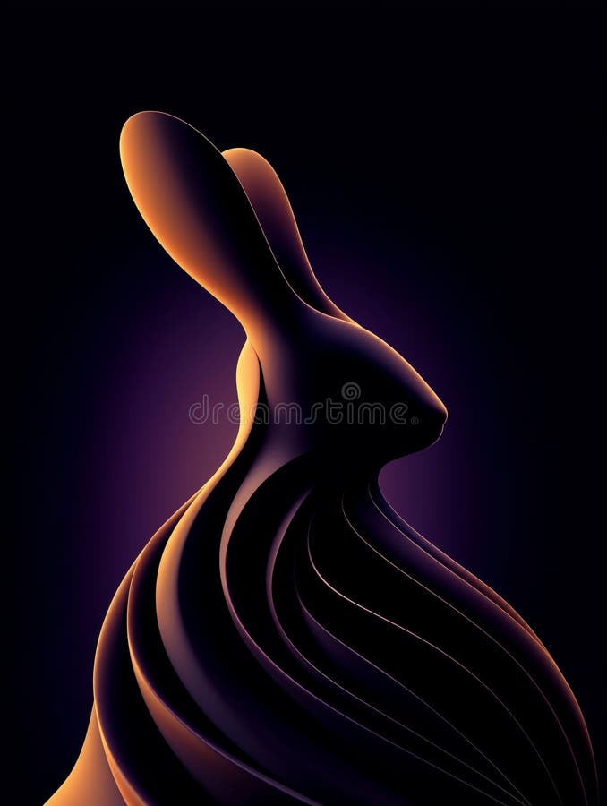 Stylized Silhouette of a Rabbit Against a Dark Gradient Background ...