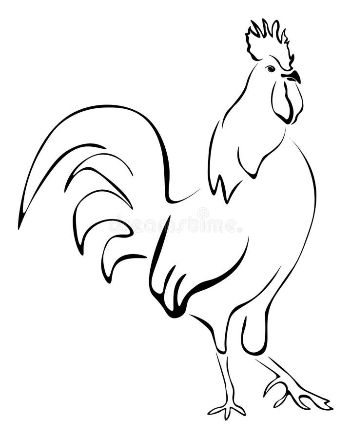 Stylized Silhouette of a Rooster, Bird Symbol of the Eastern Horoscope ...