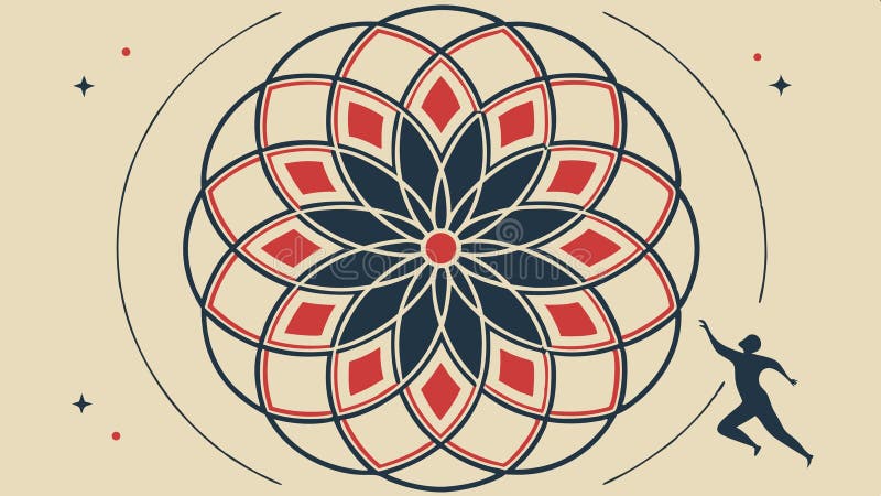 Stylized Silhouette of Runner Integrated into Radial Geometric Pattern ...