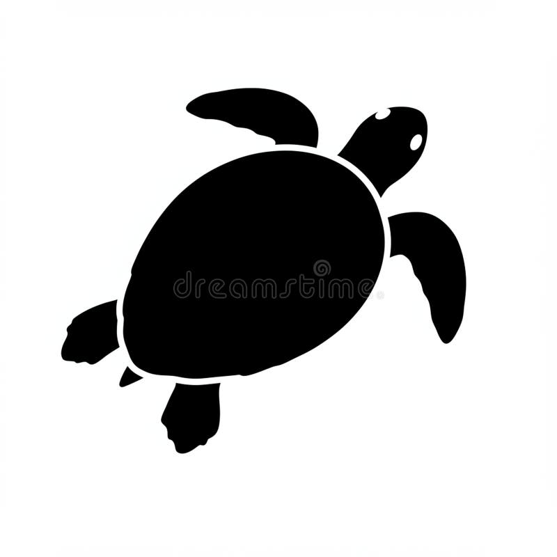 Stylized Silhouette of a Sea Turtle, Featuring a Rounded Shell ...
