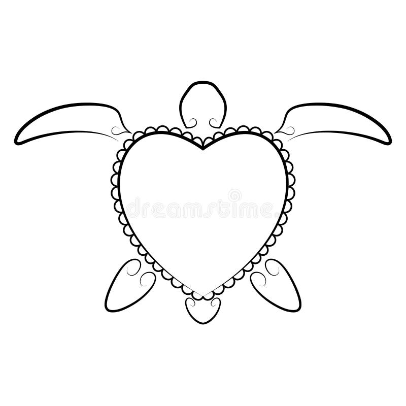 Stylized Silhouette of a Turtle. Stock Vector - Illustration of heart ...