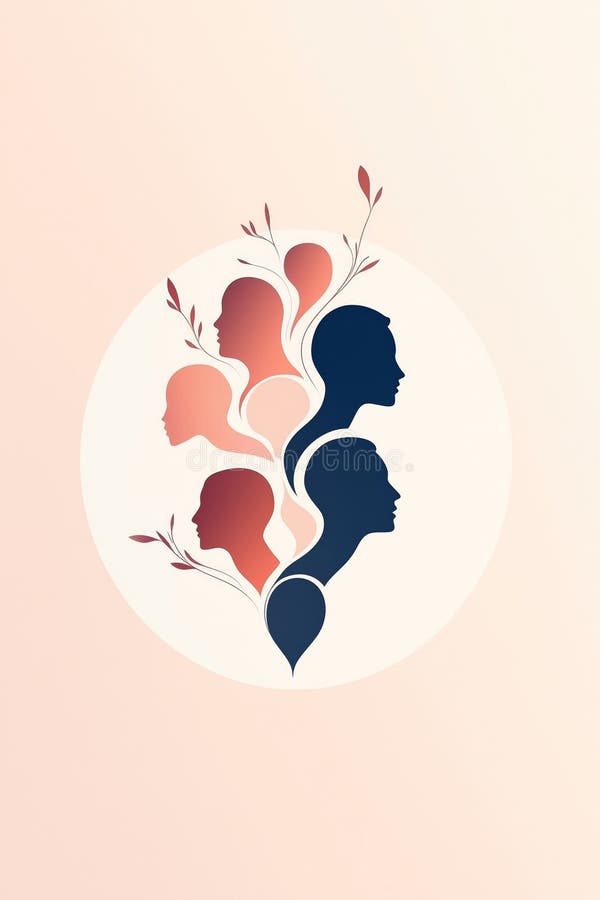 Stylized Silhouettes of Diverse Faces Intertwined with Floral Elements ...