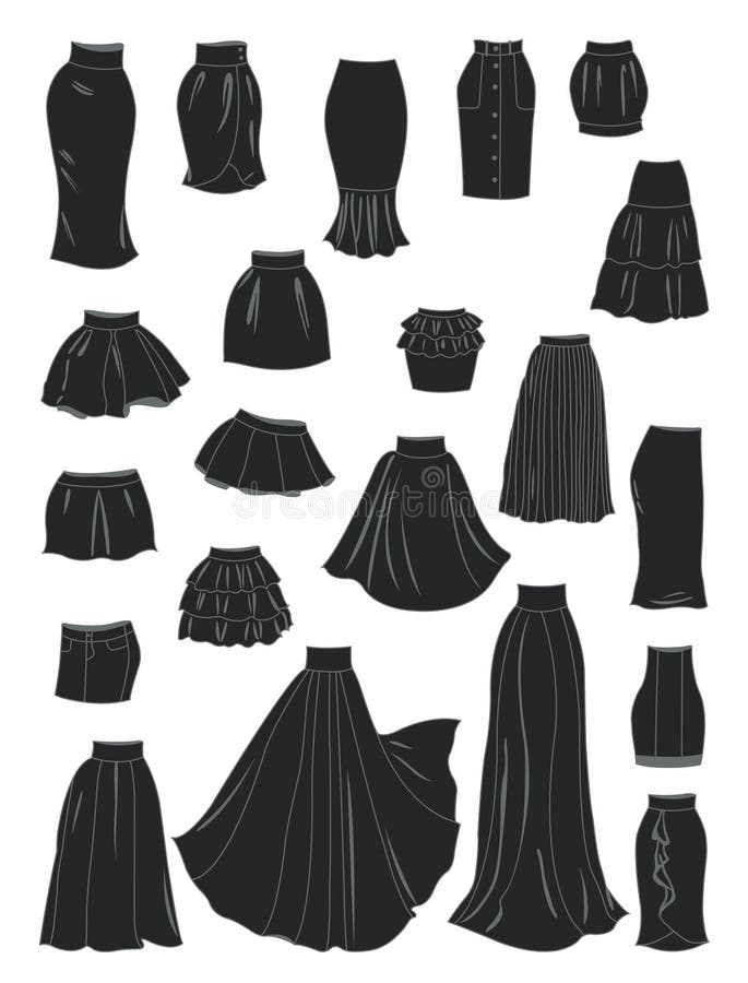 Stylized Silhouettes Of Women S Skirts Stock Vector Illustration Of