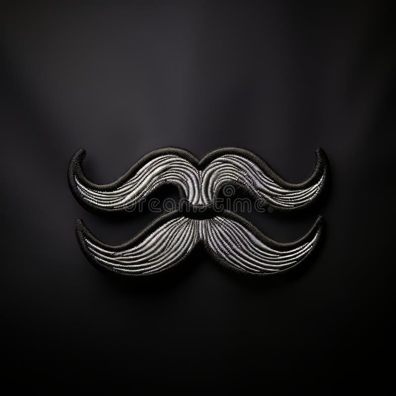 Stylized Silver Mustache on Dark Background Stock Illustration ...