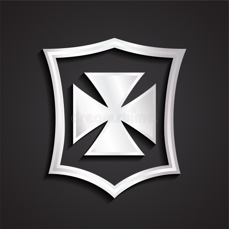 Stylized Silver Shield with Cross Symbol Stock Vector - Illustration of ...