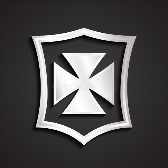 Stylized Silver Shield with Cross Symbol Stock Vector - Illustration of ...