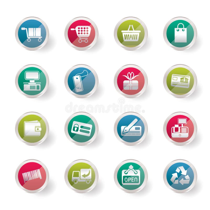 Simple Online Shop, E-commerce and Web Site Icons Stock Vector ...