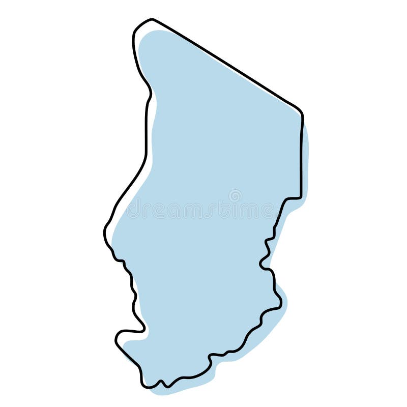 Stylized Simple Outline Map of Chad Icon. Blue Sketch Map of Chad ...