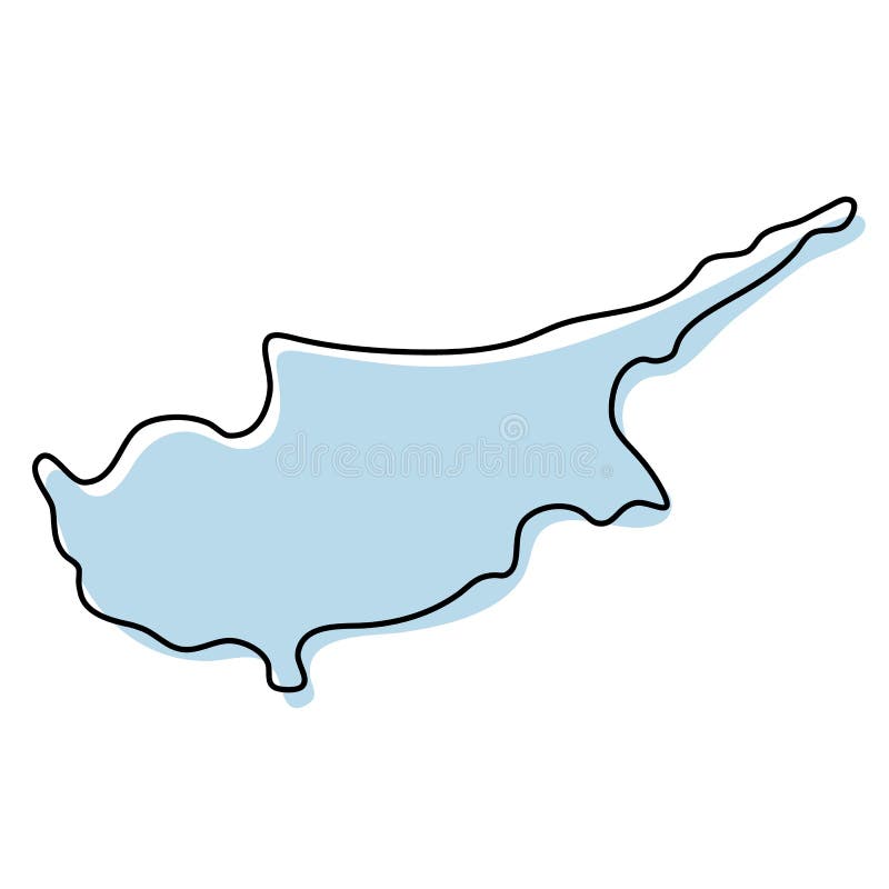 Stylized Simple Outline Map of Cyprus Icon. Blue Sketch Map of Cyprus ...
