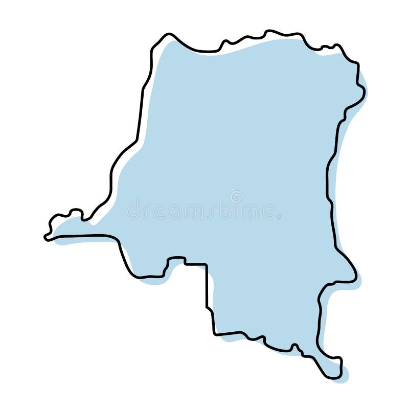 Stylized Simple Outline Map of Democratic Republic of the Congo Icon ...
