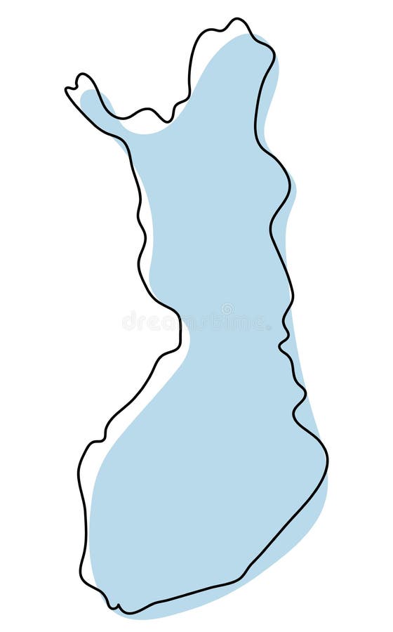 Stylized Simple Outline Map of Finland Icon. Blue Sketch Map of Finland ...