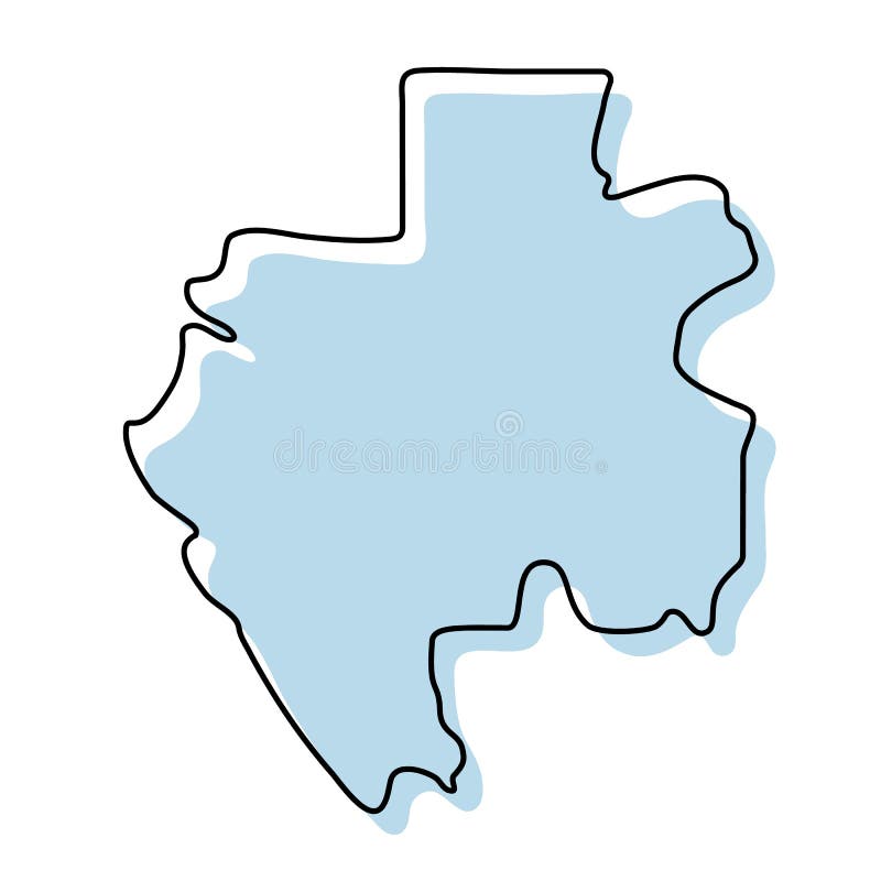 Stylized Simple Outline Map Of Gabon Icon Blue Sketch Map Of Gabon