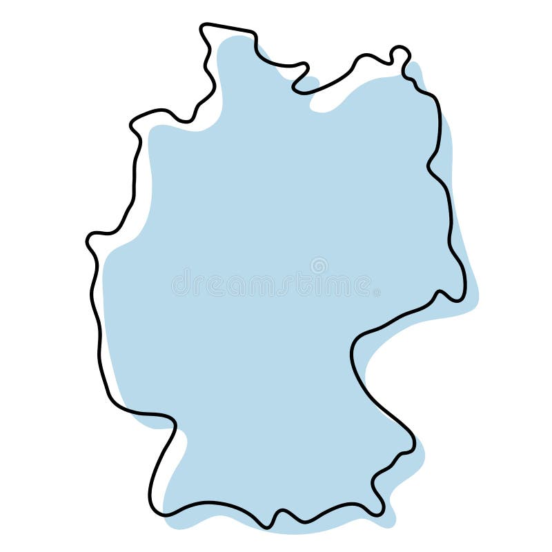 Stylized Simple Outline Map of Germany Icon. Blue Sketch Map of Germany ...